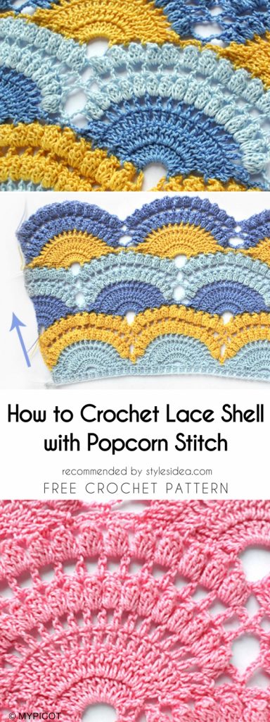 How to Crochet Lace Shell with Popcorn Stitch - Styles Idea