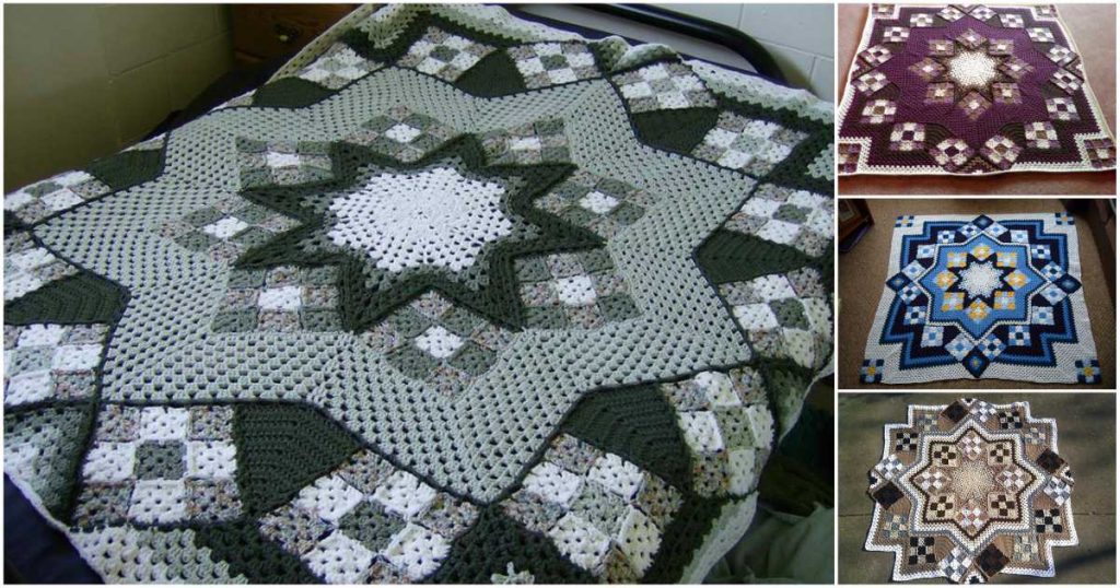 Great Blue Star Crochet Afghan Free Pattern - Styles Idea