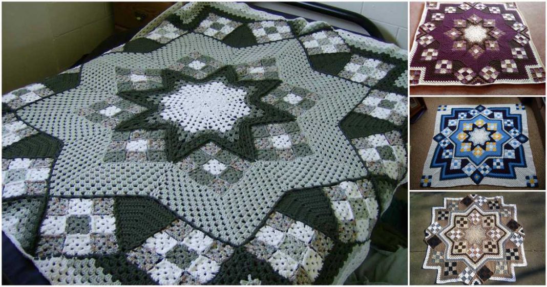 Great Blue Star Crochet Afghan Free Pattern - Styles Idea