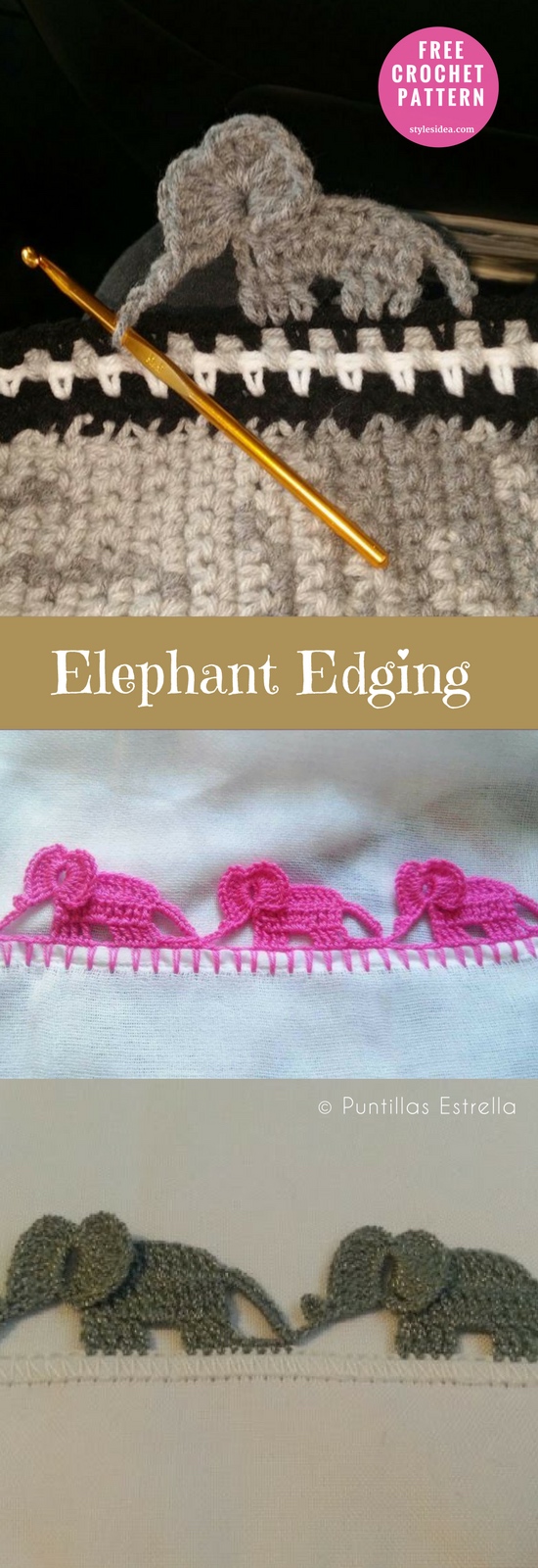 Crochet Elephant Edging [Free Pattern & Tutorial] - Styles Idea