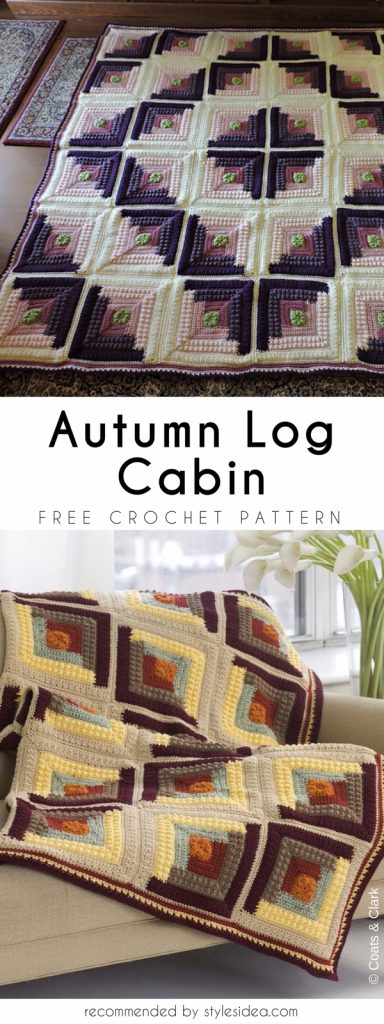Autumn Log Cabin Crochet Throw Free Pattern - Styles Idea