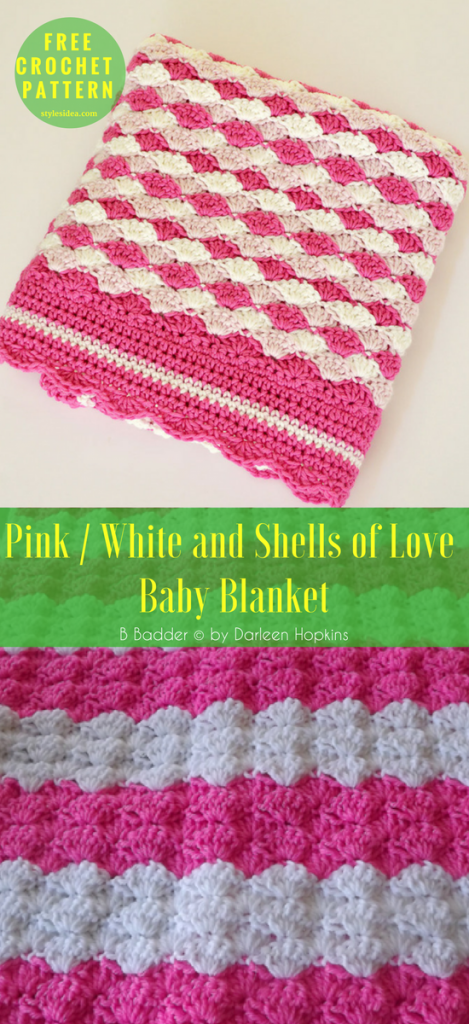 White and Pinky Baby Shells Afghan Free Crochet Pattern - Styles Idea