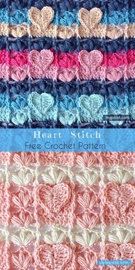 Hearts Stitch Free Crochet Pattern - Styles Idea