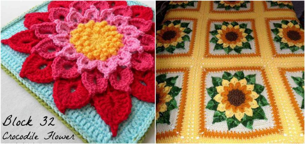 Crochet Squares - Crocodile Flower [Free Crochet Pattern] - Styles Idea