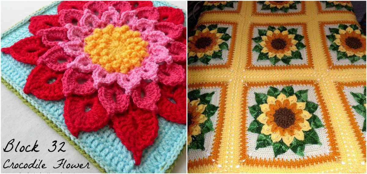 Crochet Squares - Crocodile Flower [Free Crochet Pattern] - Styles Idea
