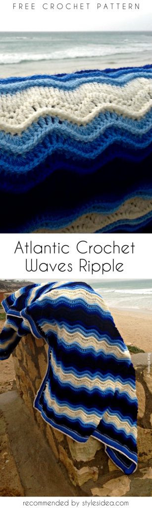 Atlantic Waves Ripple Blanket Crochet Pattern Free - Styles Idea