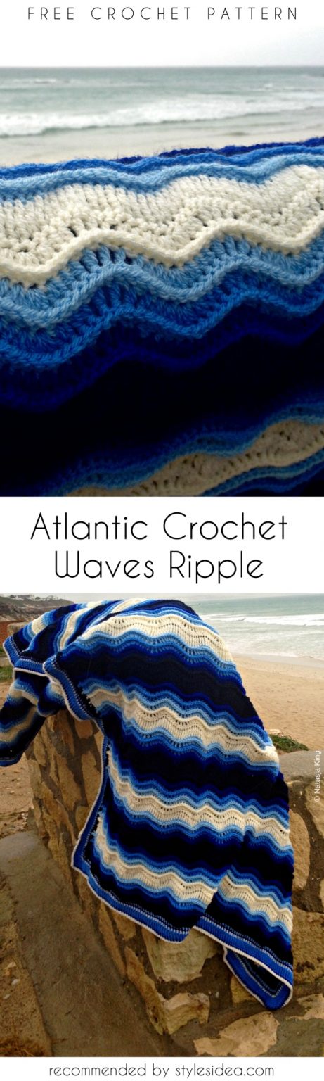 Atlantic Waves Ripple Blanket Crochet Pattern Free - Styles Idea