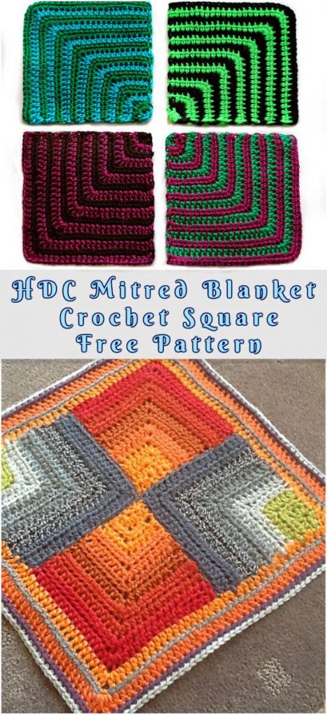 HDC Mitred Blanket - Crochet Square - Free Pattern - Styles Idea