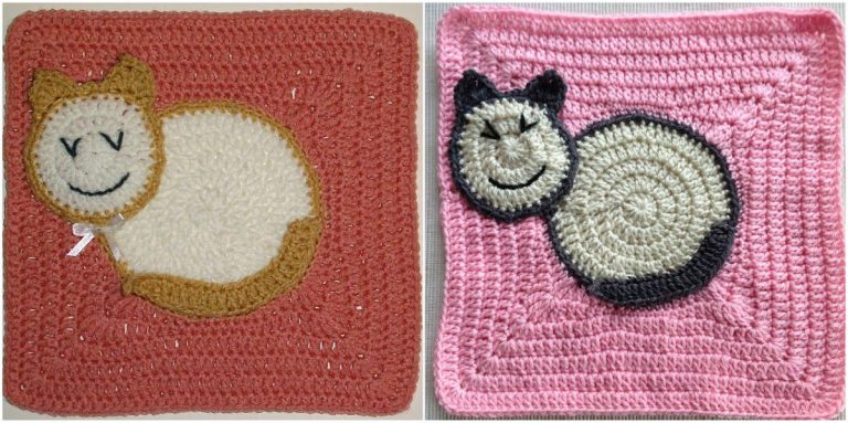 Hello Kitty Kitty - 12" Crochet Square - Styles Idea