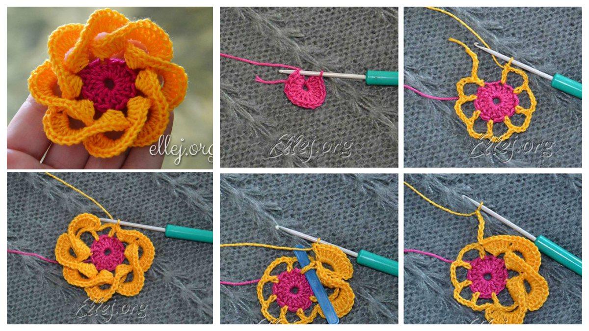 Multi Petals Crochet Flower Free Crochet Pattern Tutorial - Styles Idea