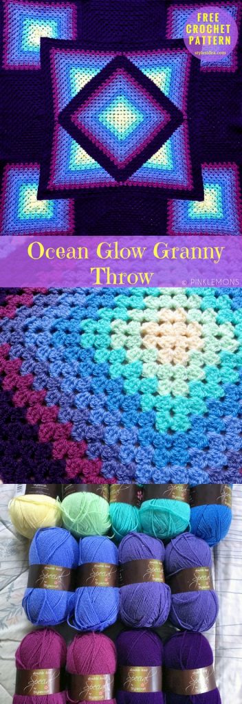 Ocean Glow Granny Throw Free Crochet Pattern - Styles Idea