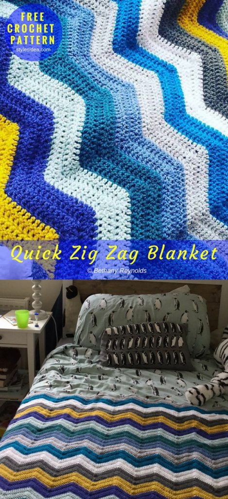 Quick Zig Zag Crochet Blanket Free Pattern - Styles Idea
