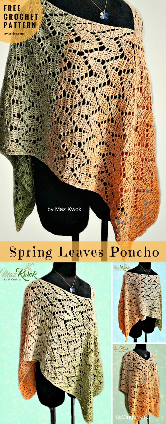 Spring Leaves Poncho [Free Crochet Pattern] - Styles Idea