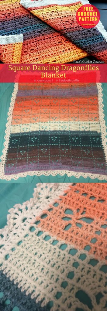 Square Dancing Dragonflies Blanket Nana's Crochet Pattern Free - Styles ...