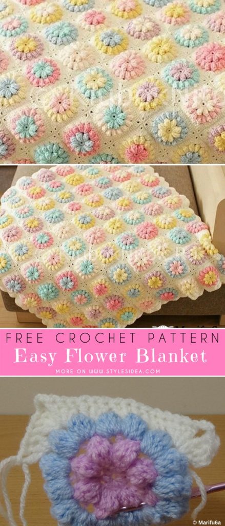 Flower Blanket For Beginner Free Crochet Pattern - Styles Idea