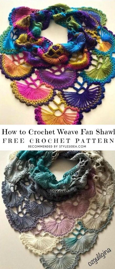 How to Crochet Weave Fan Shawl Free Pattern - Styles Idea