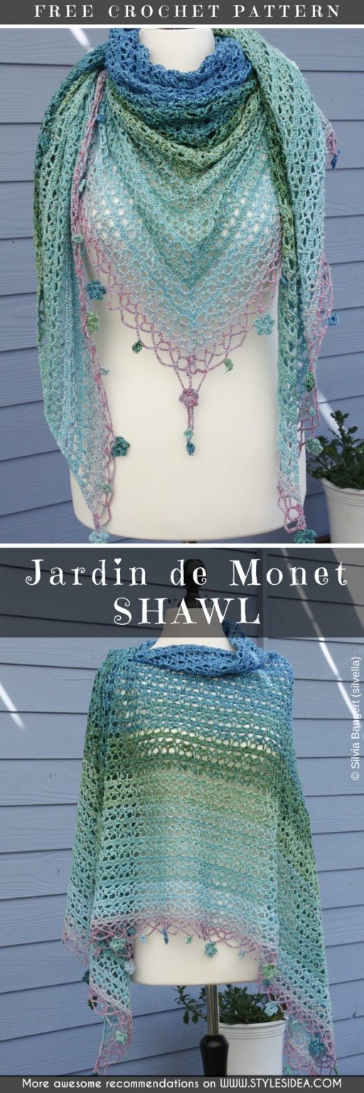 Jardin de Monet Shawl Free Crochet Pattern - Styles Idea