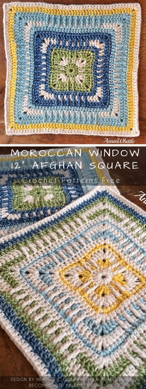 Moroccan Window 12" Afghan Square Crochet Pattern Free - Styles Idea